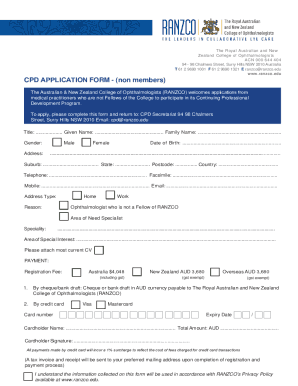 Fillable Online CPD APPLICATION FORM - (non members) - Royal Australian ...