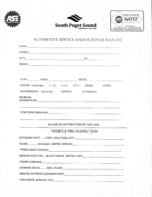 Fillable Online SPSCC Automotive Services Service Form Fax Email Print ...