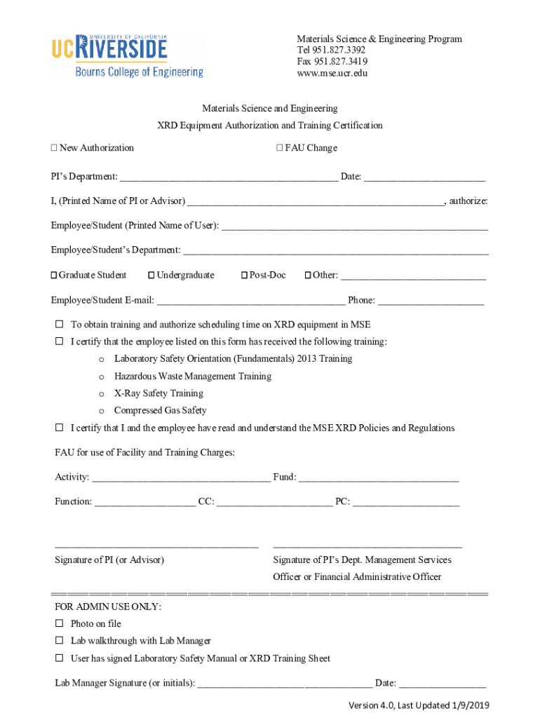 Fillable Online XRD FAU Authorization Form v4.docx Fax Email Print - pdfFiller
