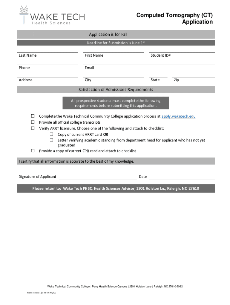 Fillable Online go waketech Computed Tomography CertificateChattanooga ...