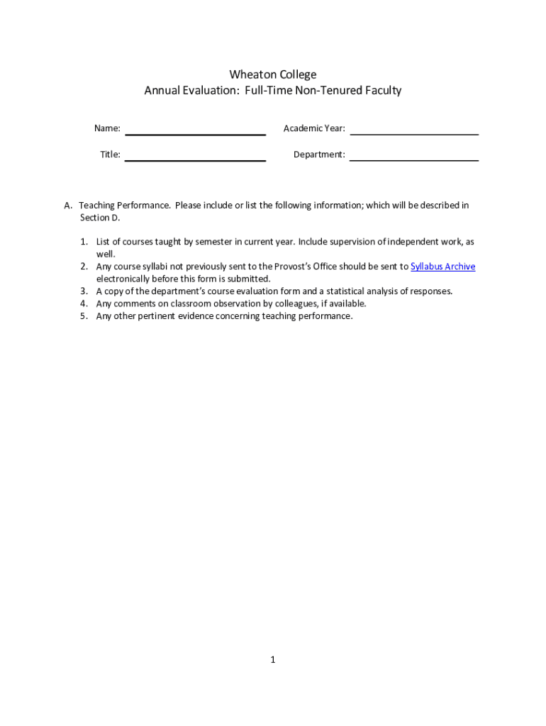 Fillable Online 2020 Annual Evaluation: Full-Time Non-Tenured Faculty Form Fax Email Print ...