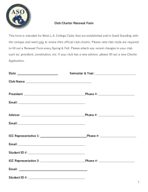 Fillable Online Club Charter Renewal Form Fax Email Print - pdfFiller