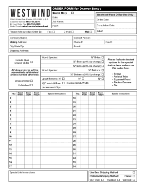 Fillable Online ORDER FORM for Doors and Drawer Fronts - westwindwood ...