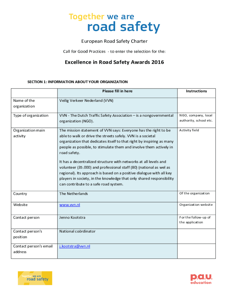 Fillable Online Application form. Road safety initiative Fax Email ...