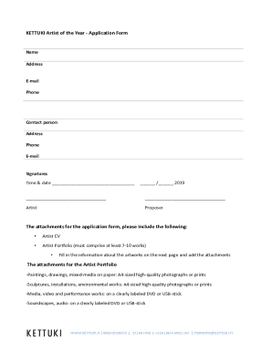 Fillable Online Artist Information and Application - Constant Contact ...