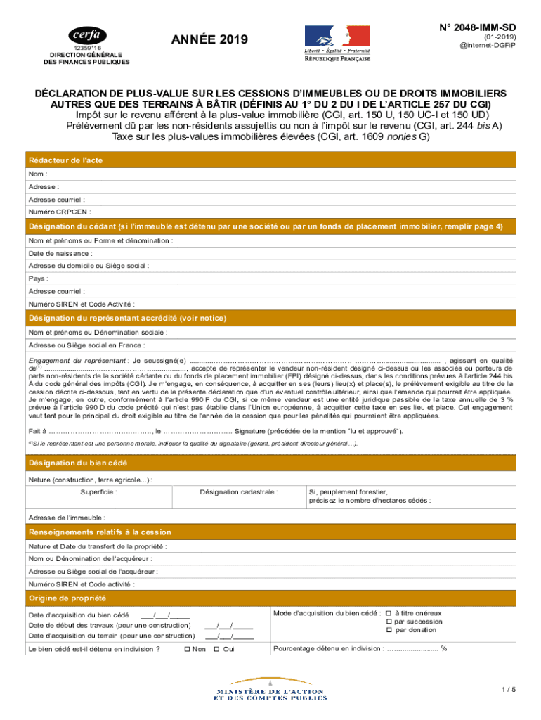 Remplissable En Ligne N 2735-SD cerfa - impots.gouv.fr Fax Email Imprimer - pdfFiller