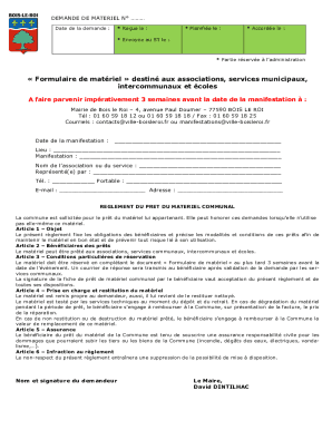 Remplissable En Ligne DEMANDE DE MATERIEL N Fax Email Imprimer - pdfFiller