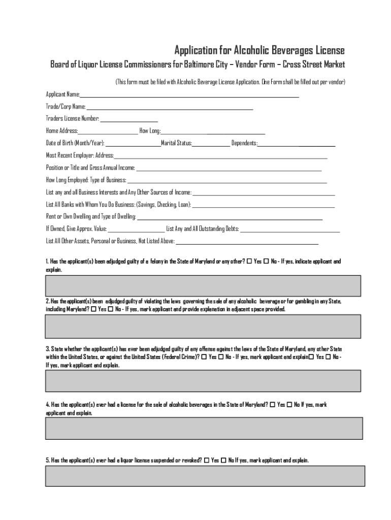 Fillable Online OFFICE USE ONLY Application for Alcoholic Beverages ...