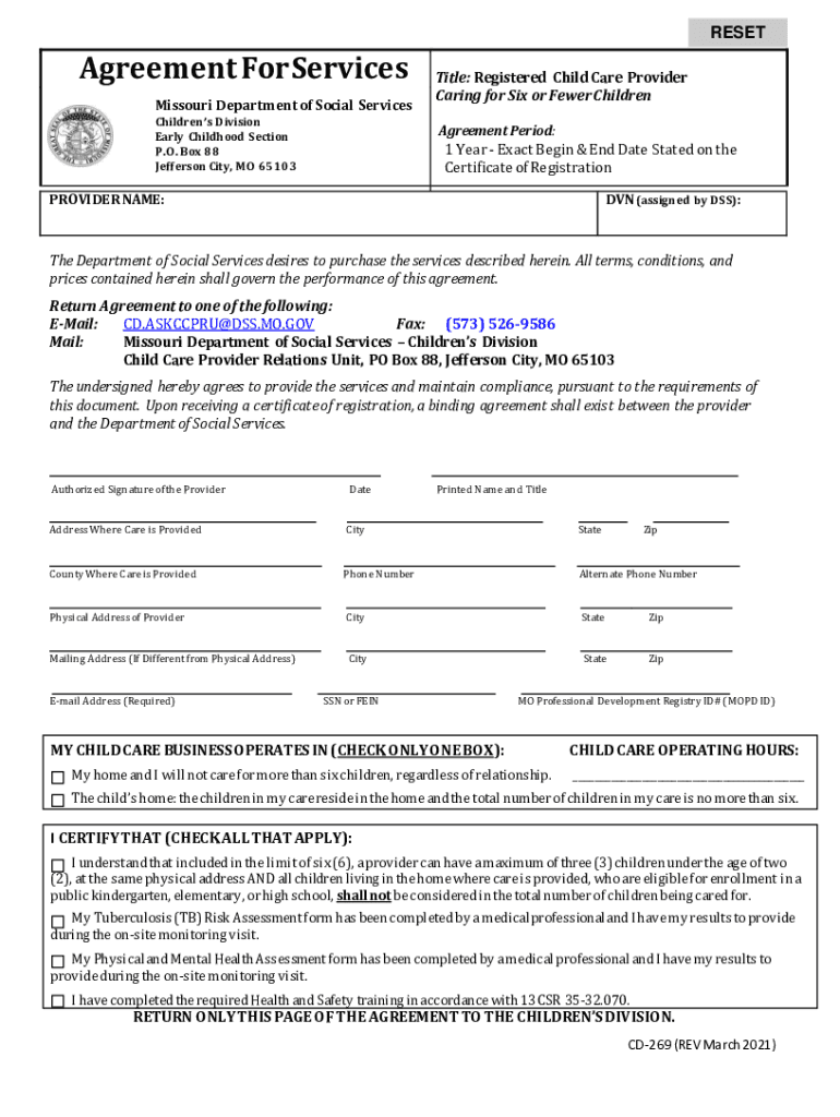 MO DSS CD-269 2021-2022 - Fill and Sign Printable Template Online | US ...