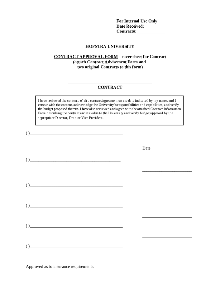 For Internal Use Only Date Received: Contract#: HOFSTRA ... Doc Template | pdfFiller