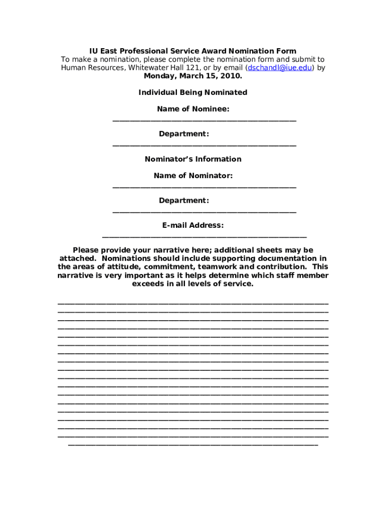 Professional Council Service Award Nomination Doc Template | pdfFiller