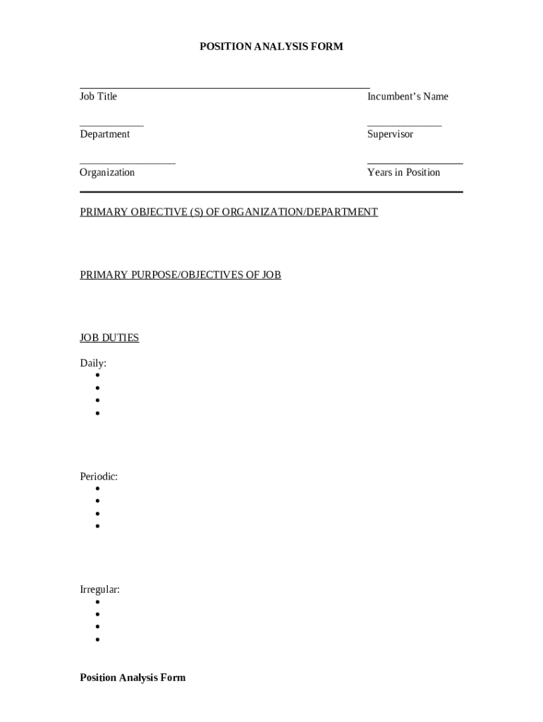 POSITION ANALYSIS Doc Template | pdfFiller