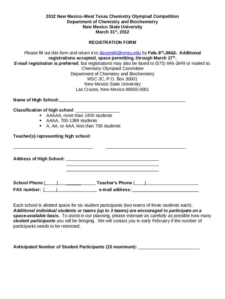 Chemistry Olympiad - Department of Chemistry and Biochemistry - web ...