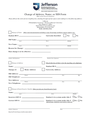 Fillable Online Change of Address, Name, or SSN Form Fax Email Print ...