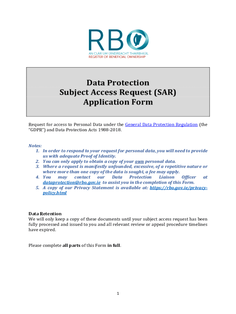 Fillable Online Subject Access Request Form RBO CC MD 15-5-19.DOCX Fax ...
