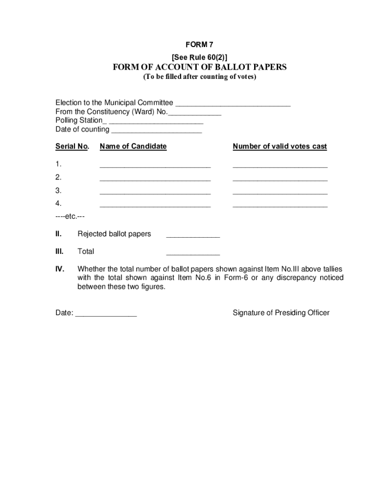Fillable Online Election Commission Form-7 : in Fillable PDF - Karvitt ...