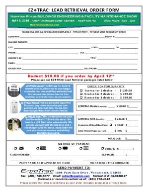 Fillable Online EZTRAC LEAD RETRIEVAL ORDER FORM - NESEA Fax Email Print - pdfFiller
