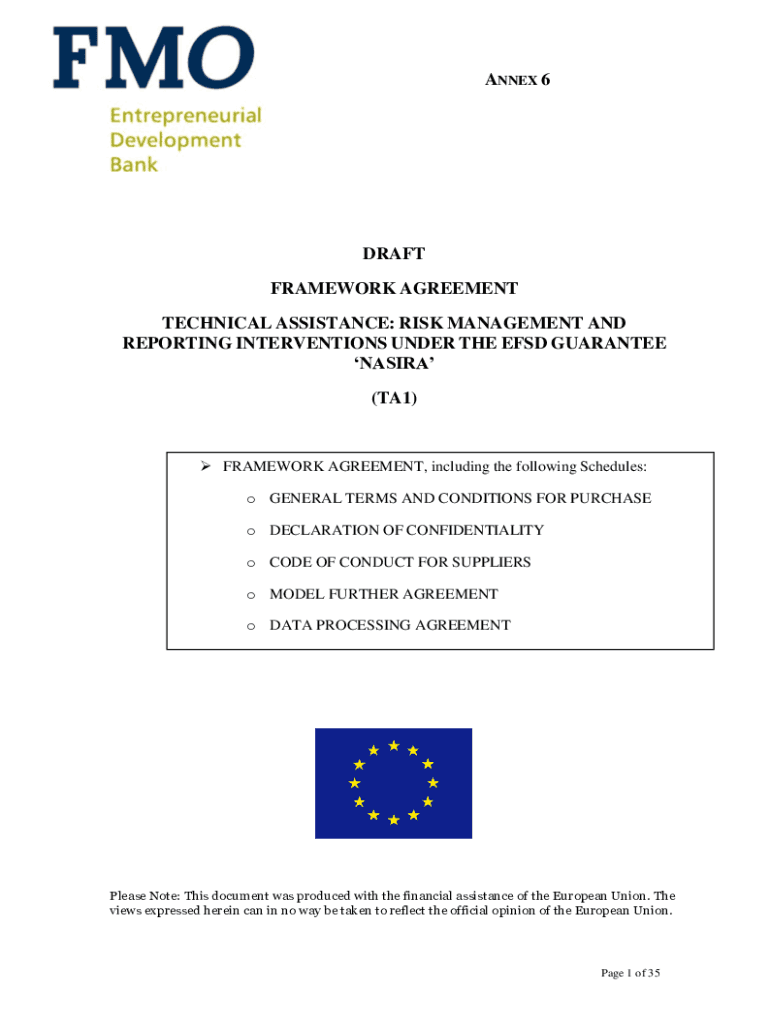 Fillable Online A 6 DRAFT FRAMEWORK AGREEMENT TECHNICAL ASSISTANCE: RISK ... Fax Email Print ...