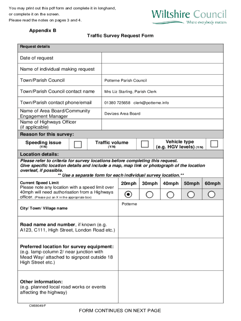 Fillable Online Traffic Survey Request Form Fax Email Print - pdfFiller