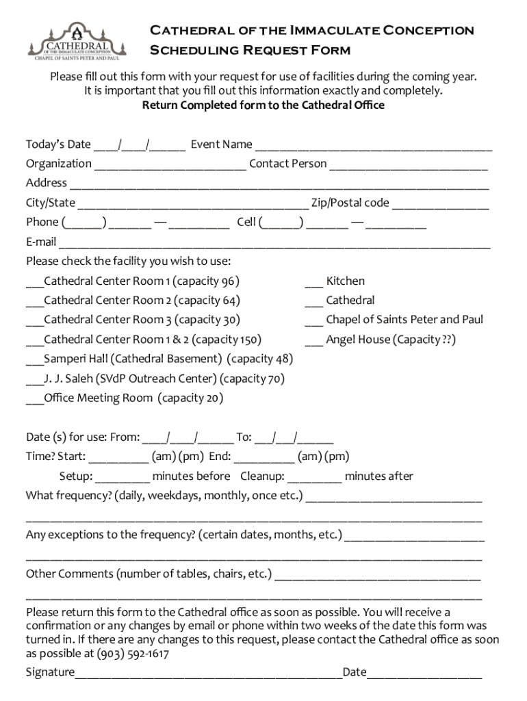 Fillable Online forms - The CathedralCathedral of the Immaculate ...