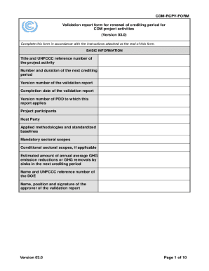 Fillable Online cdm unfccc CDM-RCPV-FORM CDM project activities ...