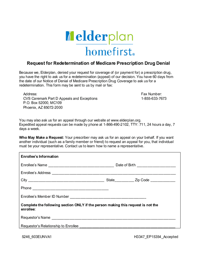 Fillable Online Elderplan Exceptions, Appeals, and GrievancesElderplan ...