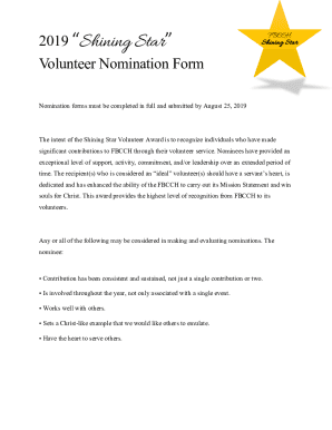 Fillable Online Shining Star Nomination Form.docx Fax Email Print - pdfFiller