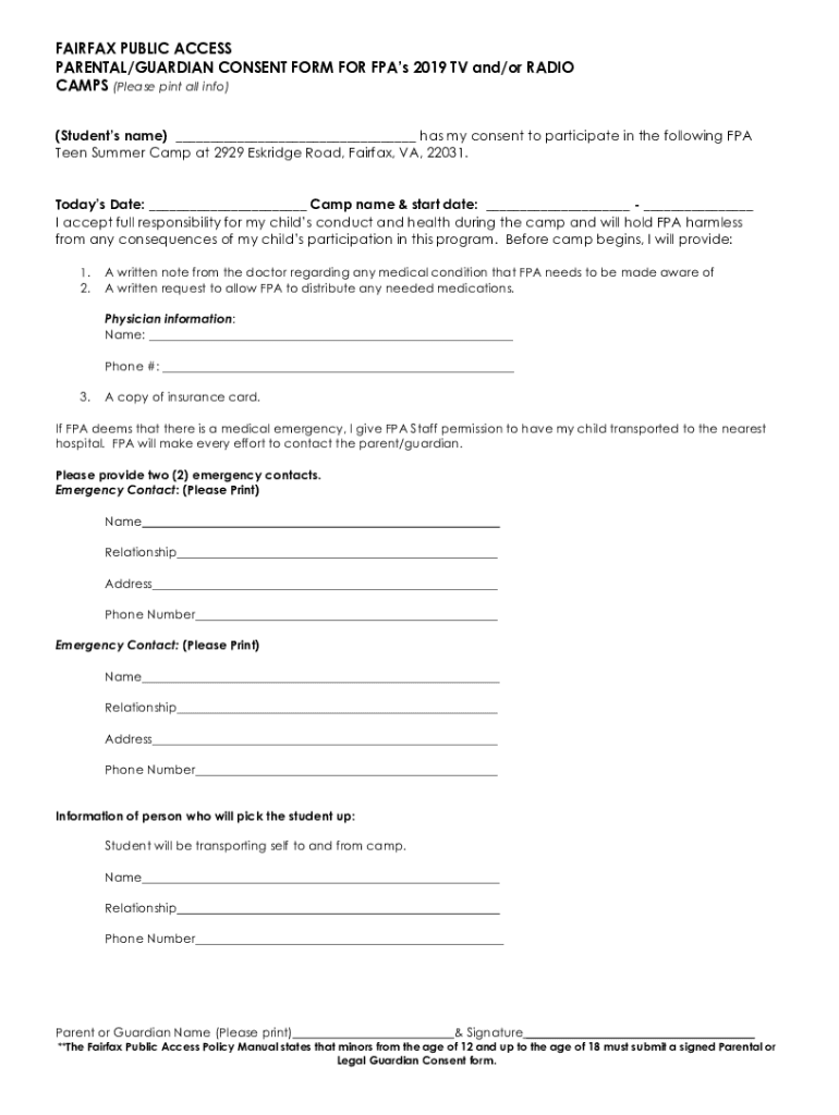 Fillable Online Parent or Guardian Consent Form - Ohio Department of ...