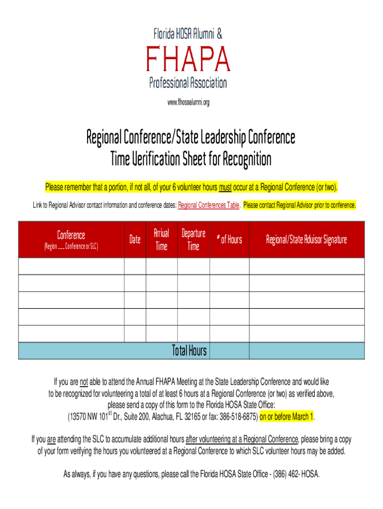 Fillable Online FHAPA Volunteer Hours Time Verification Form.docx Fax ...
