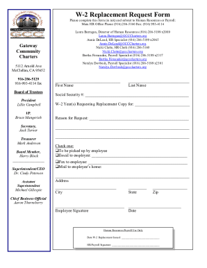 Fillable Online W-2 Replacement Request Form - gcccharters.org Fax ...