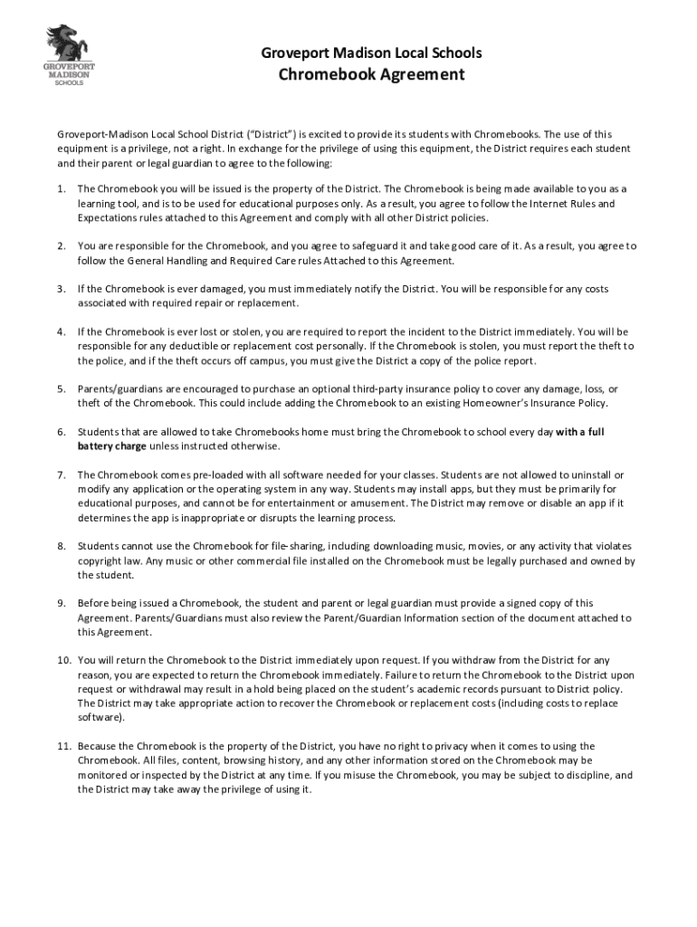 Fillable Online 2019-20 Chromebook Agreement form.docx Fax Email Print ...