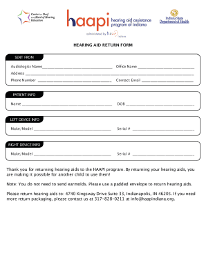 Fillable Online Audiology Forms - Office Forms - HearForm Features ...
