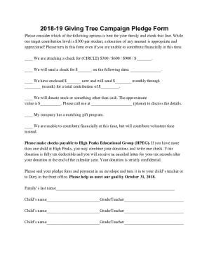 Fillable Online 2018-19 Giving Tree Campaign Pledge Form Fax Email ...