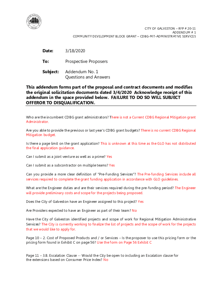 Fillable Online RFP 20-11 CDBG MIT Addendum 1 Fax Email Print - pdfFiller