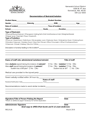 Fillable Online Restraint/Isolation Form Fax Email Print - pdfFiller