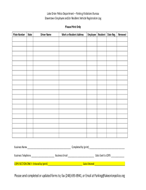 Fillable Online Passport Parking Vehicle Registration Log Fax Email ...