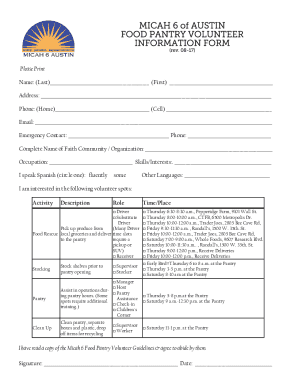 Fillable Online 10+ Church Volunteer Form Templates in PDF DOC Free ...