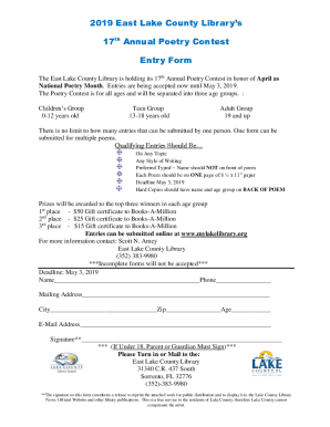 Fillable Online 17th Annual Poetry Contest Entry Form Fax Email Print ...