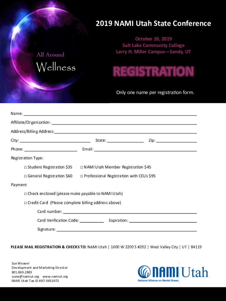 Fillable Online NAMI UtahPrograms for Mental Illness - NAMI Utah State ...