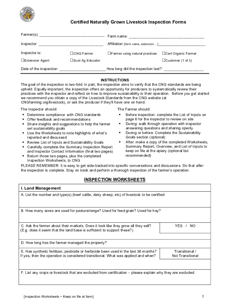Fillable Online Produce Inspection Guidelines - Certified Naturally ...