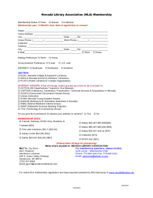 Fillable Online 2019 Generic NLA Membership Form Fax Email Print ...