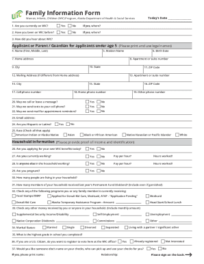 Fillable Online Family Information Form - YWCA Columbus Fax Email Print ...