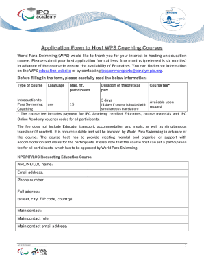 Fillable Online World Para Swimming : Course Participant Application ...