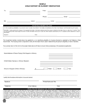 Fillable Online Child Support or Alimony Verification. Sample Form ...