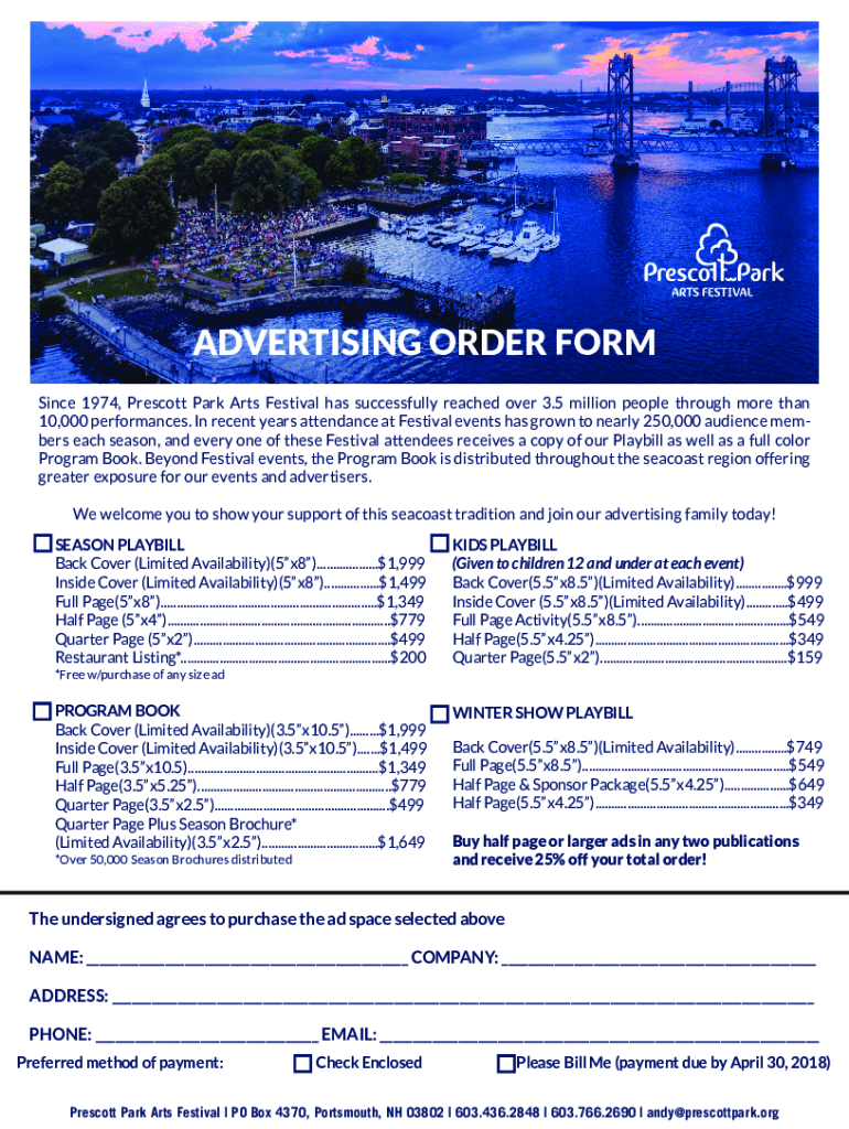 Fillable Online Prescott Park Arts Festival - Music, Art, Theater and ...