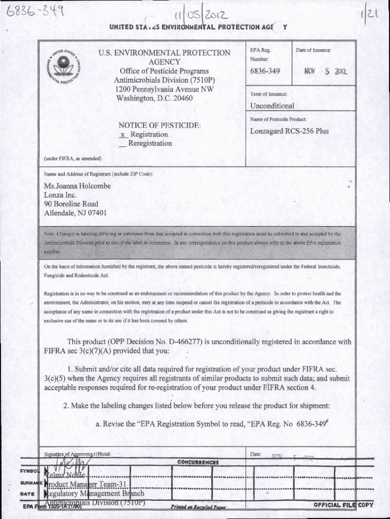 Fillable Online US EPA, Pesticide Product Label, LONZAGARD RCS-256 PLUS ...