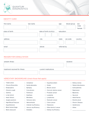 Fillable Online quantum diagnostics intake form 1 Fax Email Print ...