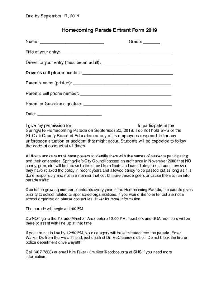 Fillable Online parade permission form copy Fax Email Print - pdfFiller