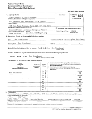 Fillable Online TICKET/ADMISSIONS DISTRIBUTIONS NOTICE OF FORM 802 Fax ...