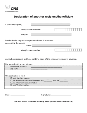 Fillable Online cns public Declaration of another recipient/beneficiary ...